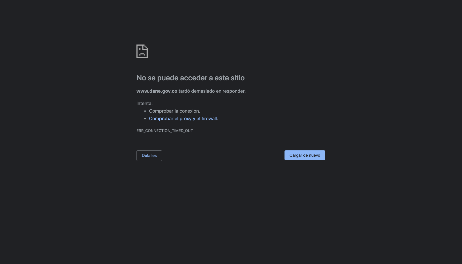 ¿Qué está pasando con la página web del DANE?